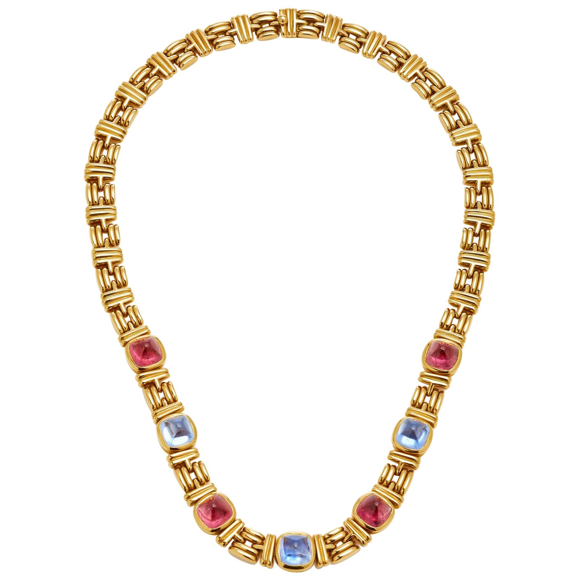 Bulgari Tourmaline Sapphires Chain Necklace at 1stDibs