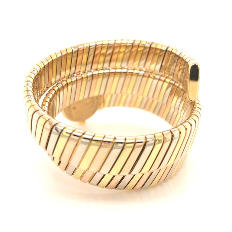 Bulgari Tri-Color 18 Karat Gold Serpenti Tubogas Snake Watch at 1stDibs