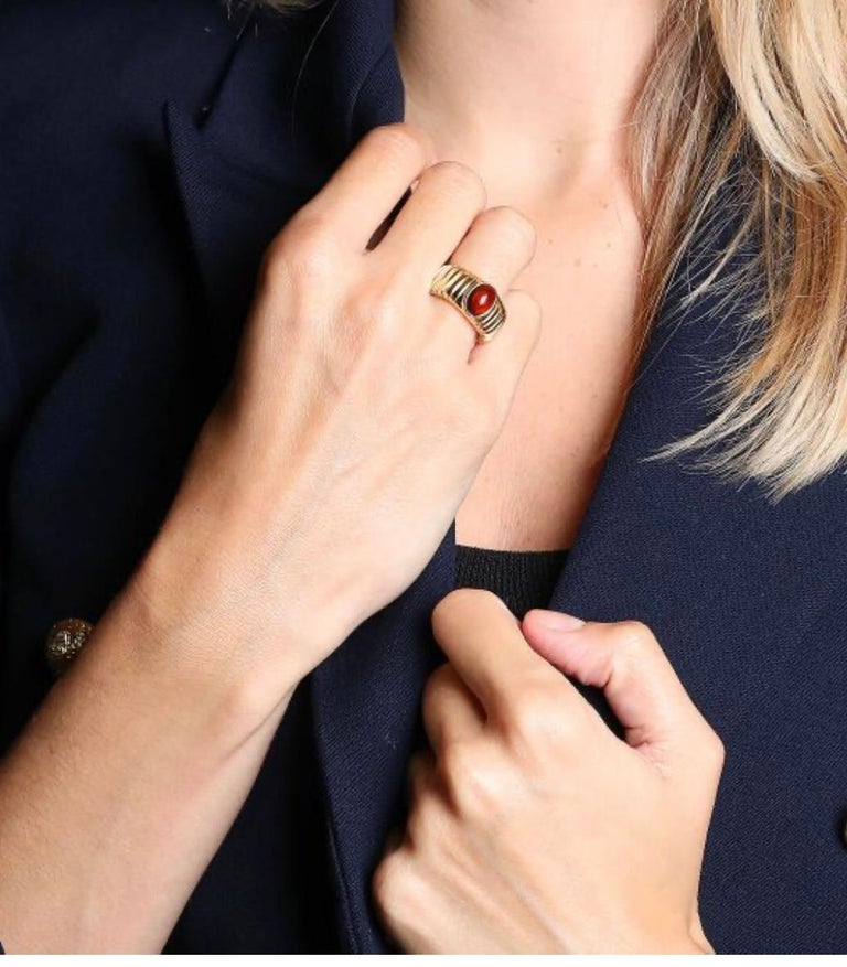 Bulgari Tubogas Citrine 18 Karat Yellow Gold Ring For Sale at 1stDibs