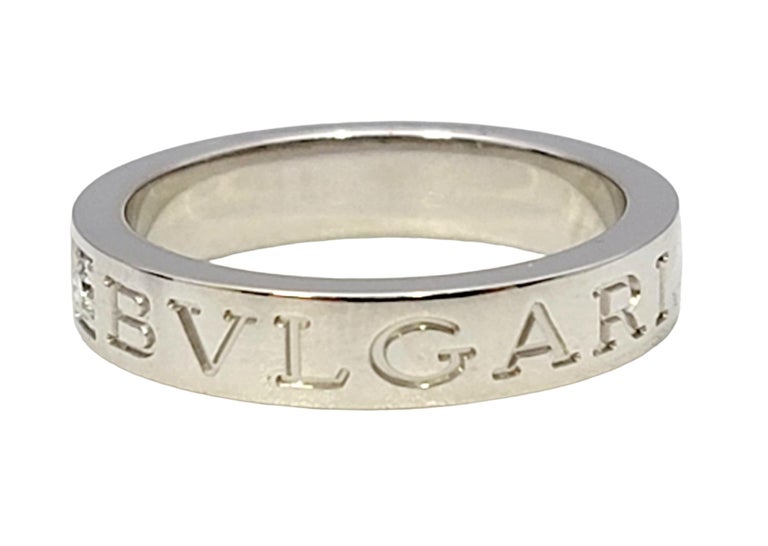 Bulgari Womens Double Logo Wedding Band Ring with Diamond in 18 Karat ...