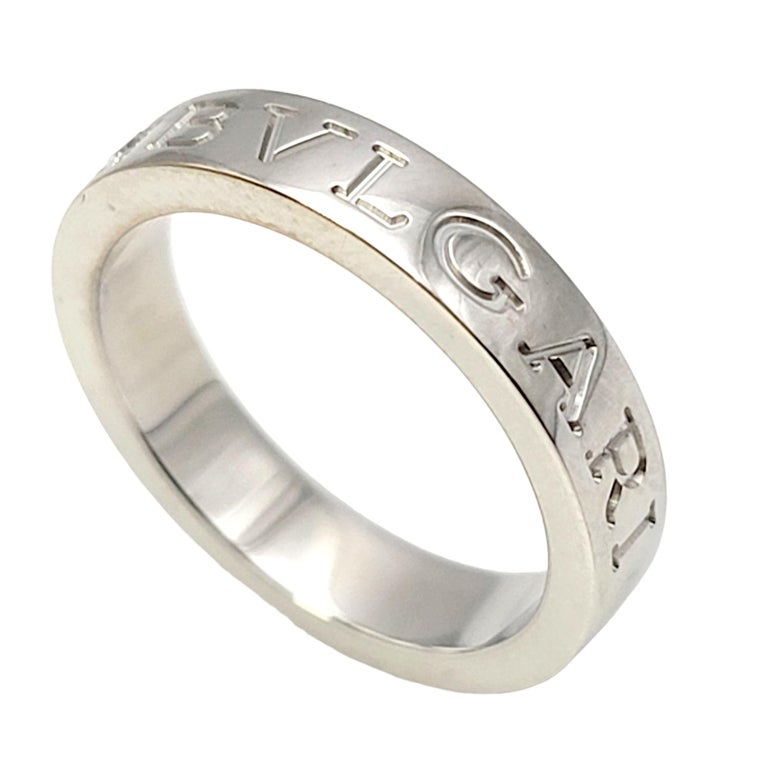 Bulgari Womens Double Logo Wedding Band Ring with Diamond in 18 Karat ...