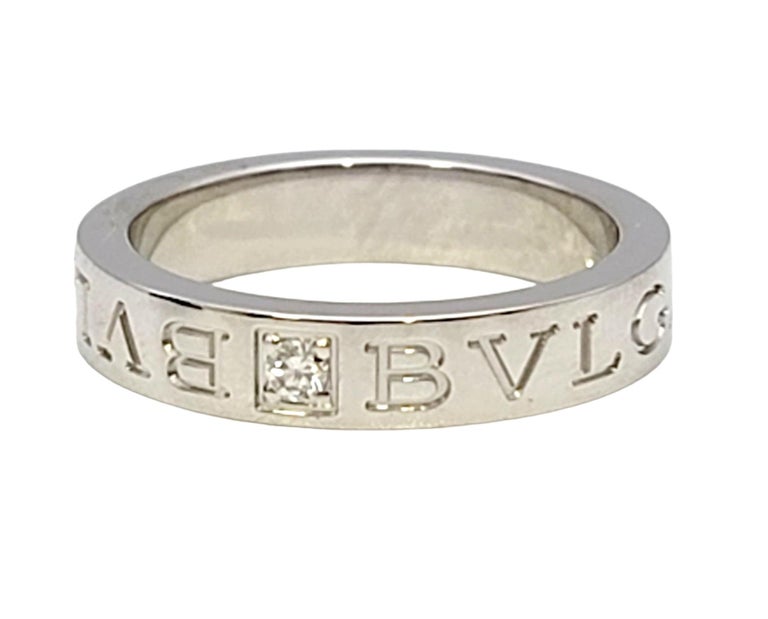 Bulgari Womens Double Logo Wedding Band Ring with Diamond in 18 Karat ...