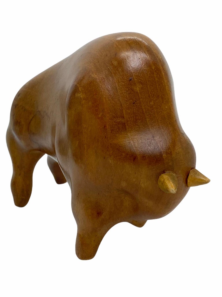 Bull Sculpture Denmark Modern Hand Carved Wood, 1960s at 1stDibs