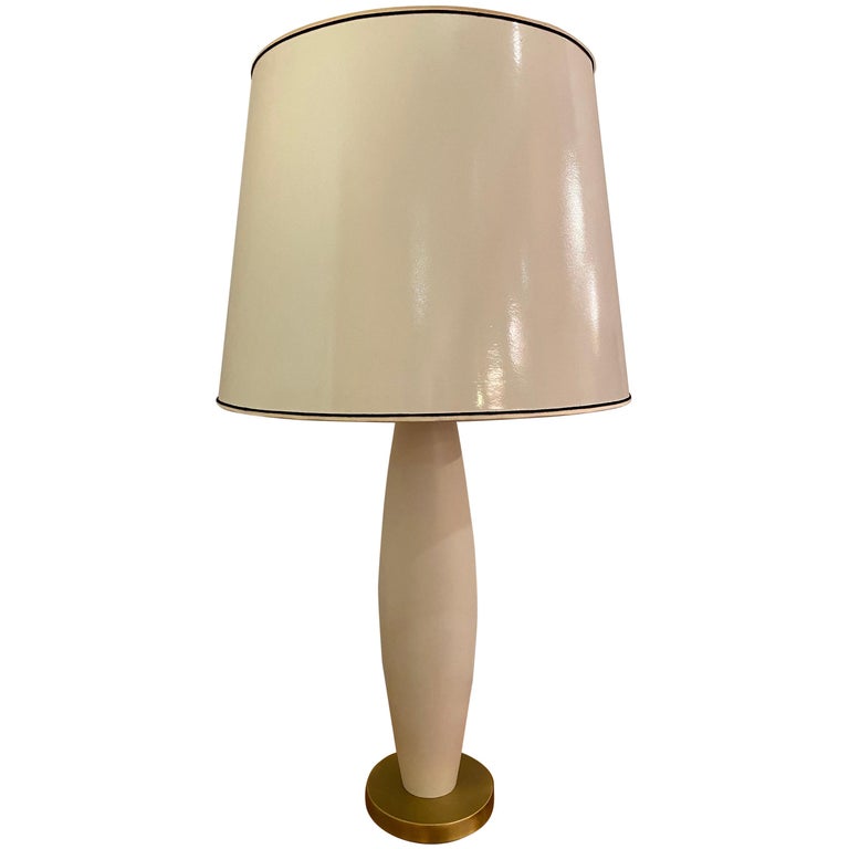 Bullet Shaped White Painted Table Lamp For Sale at 1stDibs