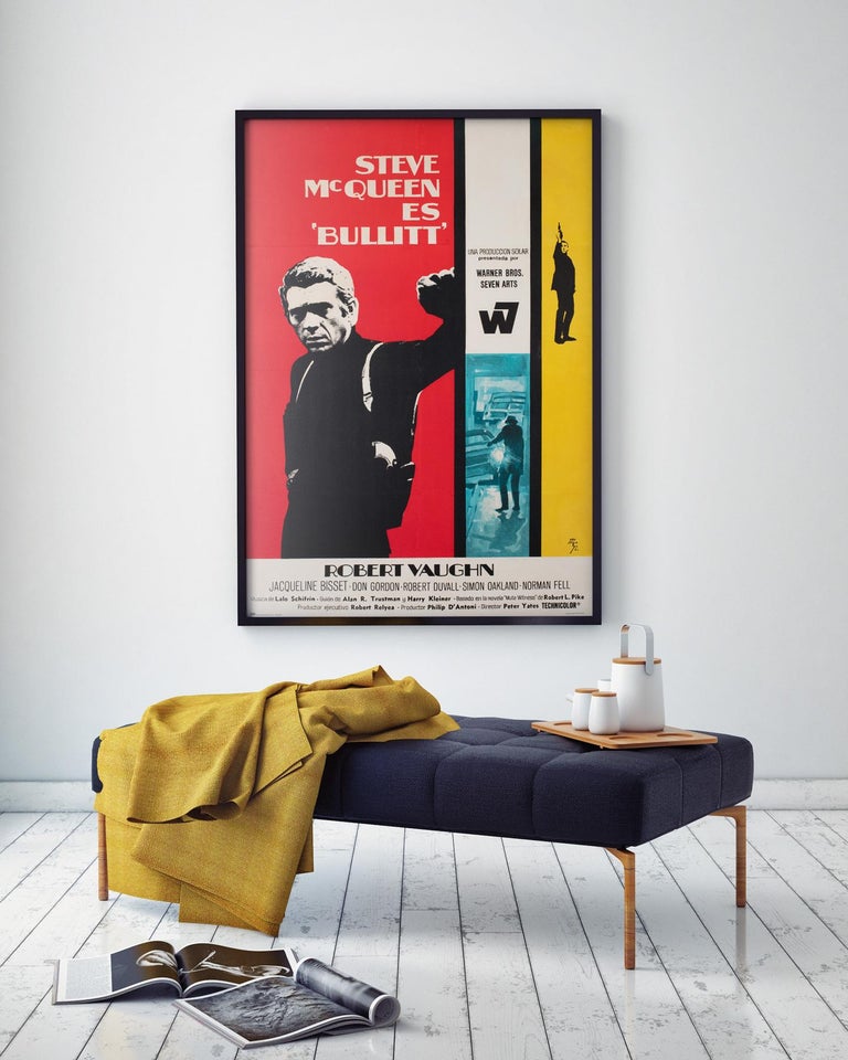 BULLITT 1969 Spanish 1 Sheet Film Movie Poster, Steve McQueen, Linen ...