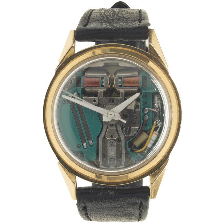 Bulova 18 Karat Yellow Gold Vintage Accutron Skeleton For Sale at 1stDibs