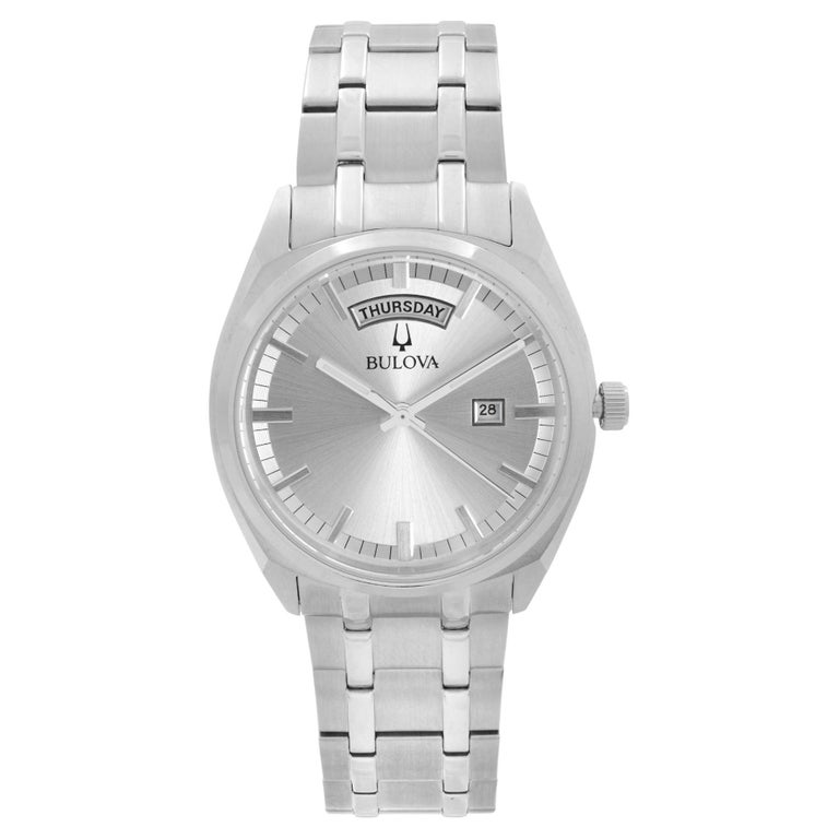 Bulova Classic Day-Date Stainless Steel Silver Dial Quartz Mens Watch ...
