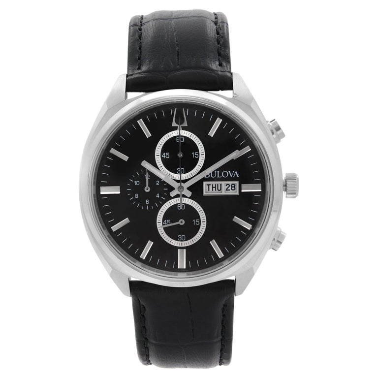 Bulova Classic Steel Chronograph Black Dial Quartz Mens Watch 96C133 at 1stDibs