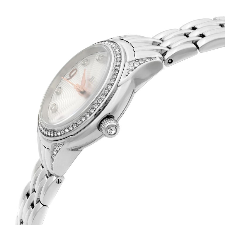 Bulova Crystal Collection Stainless Steel Silver Dial Quartz Ladies ...