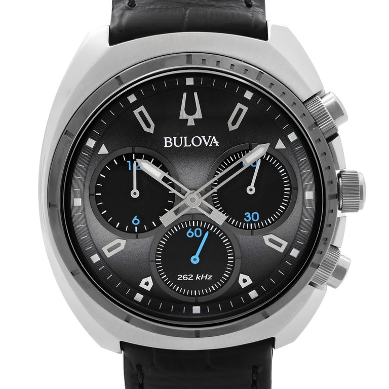 Bulova Curv Steel Chronograph Dark Gray Dial Quartz Mens Watch 98A155 ...