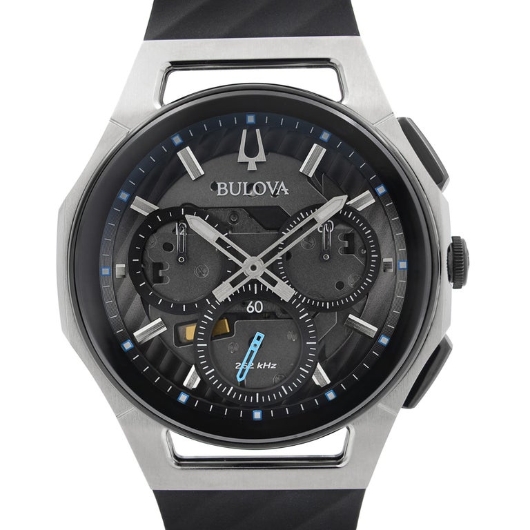 Bulova Curv Chronograph Stainless Steel Gray Dial Quartz Mens Watch ...