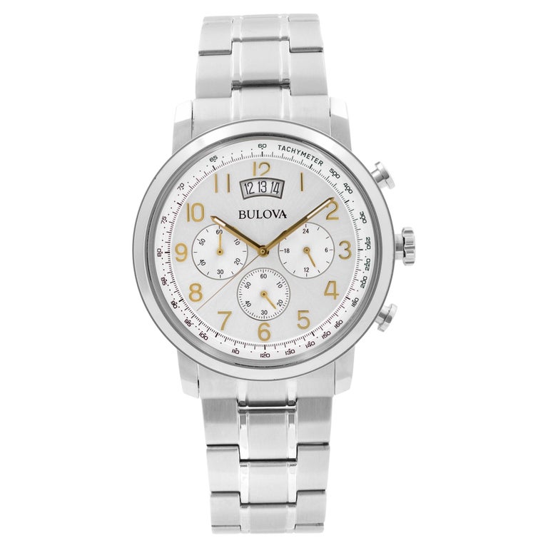 Bulova Dress Stainless Steel Chronograph Silver Dial Quartz Mens Watch ...