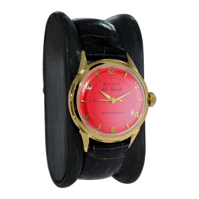 Bulova Gold Filled Art Deco Watch with Custom Finished Dial For Sale at ...