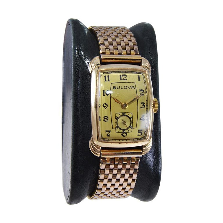 Bulova Gold Filled Art Deco Watch with Original Bracelet, Circa 1940's ...