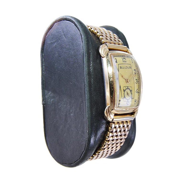 Bulova Gold Filled Art Deco Watch with Original Bracelet, Circa 1940's ...