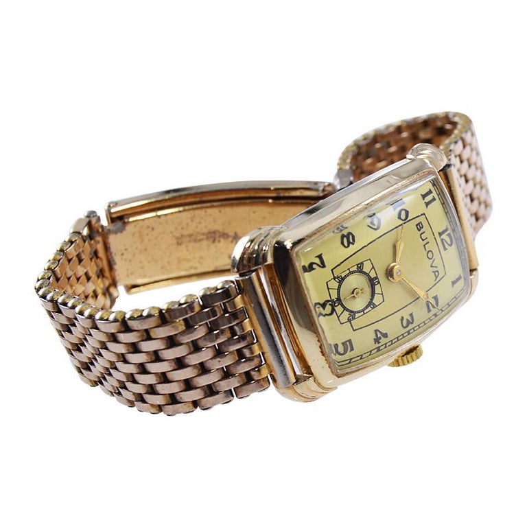 Bulova Gold Filled Art Deco Watch with Original Bracelet, Circa 1940's ...