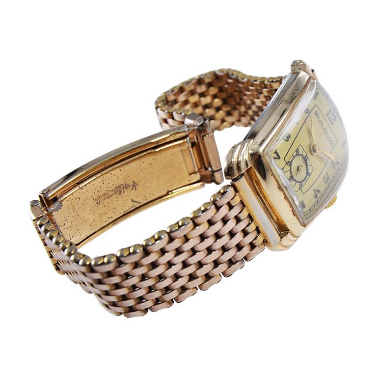 Bulova Gold Filled Art Deco Watch with Original Bracelet, Circa 1940's ...