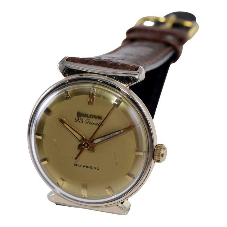 Bulova Gold Filled Mid-Century Modern Automatic from 1960's with Unique ...