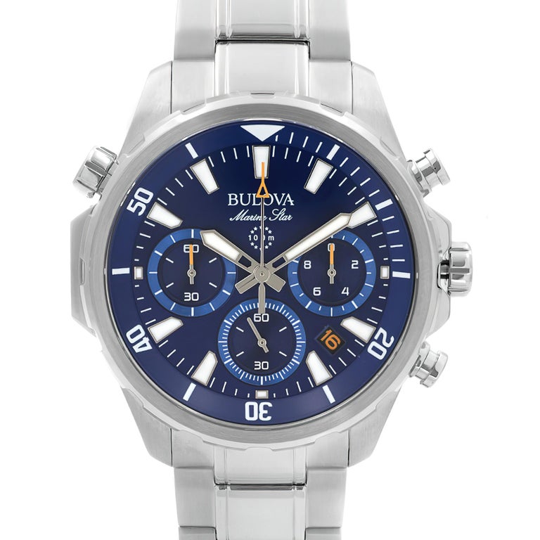 Bulova Marine Star Chronograph Stainless Steel Blue Dial Quartz Men ...