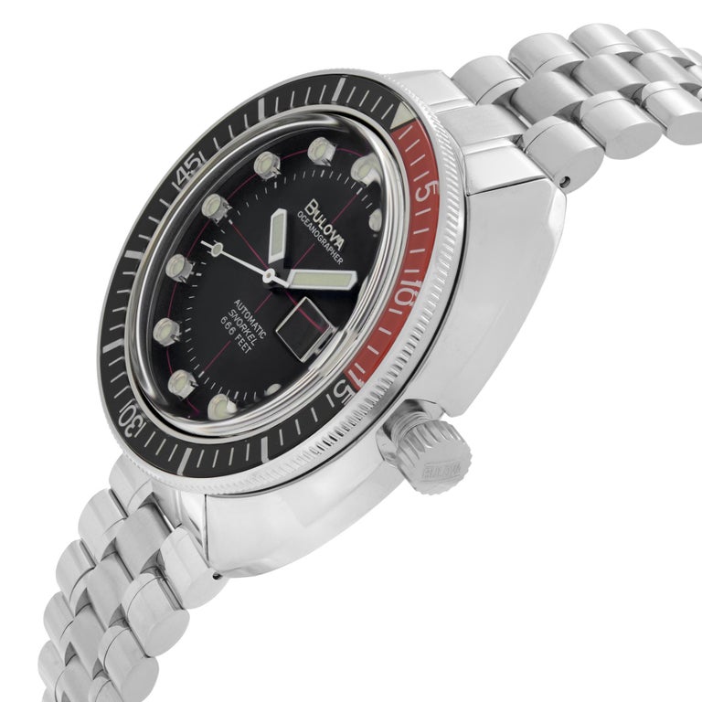 Bulova Oceanographer Devil Diver Steel Black Dial Mens Automatic Watch ...