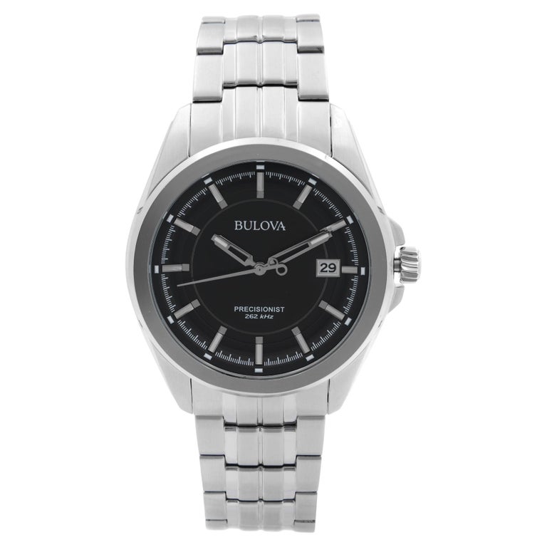Bulova Precisionist 43mm Stainless Steel Black Dial Quartz Mens Watch ...