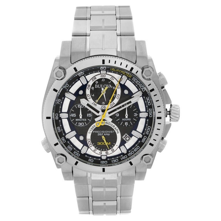 Bulova Precisionist Steel Chronograph Black Dial Mens Quartz Watch ...
