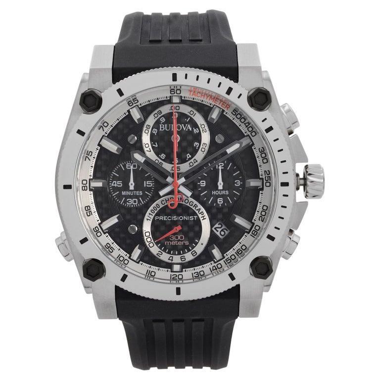 Bulova Precisionist Chronograph Steel Black Carbon Dial Mens Quartz ...
