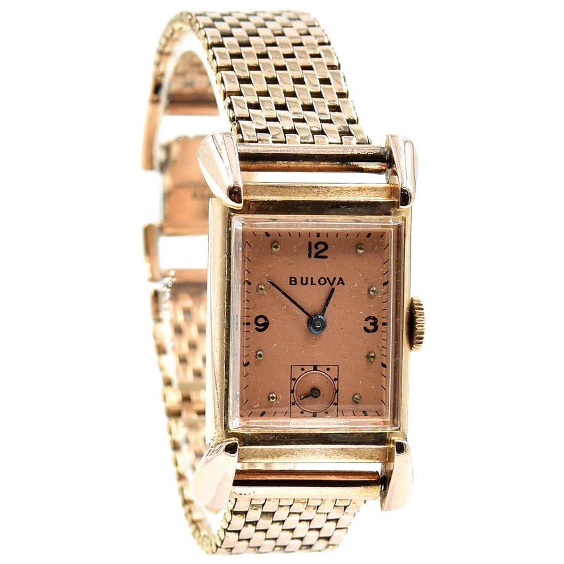 Bulova Rose Gold Devil's Horn manual wind Wristwatch at 1stDibs ...