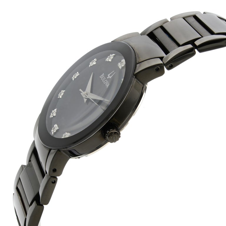 Bulova Stainless Steel Diamond Accented Dial Quartz Men's Watch 98D001 ...