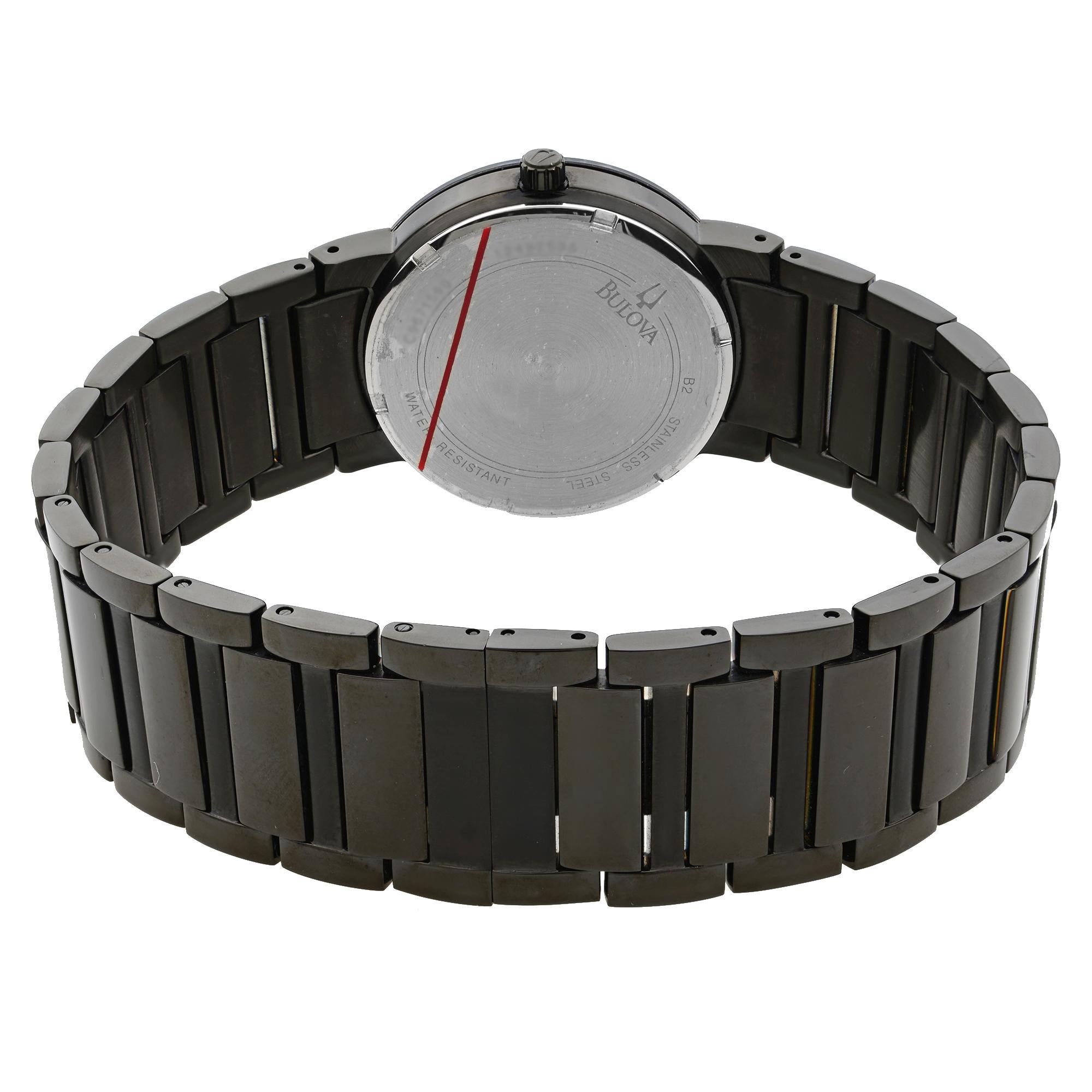 Bulova Stainless Steel Diamond Accented Dial Quartz Men's Watch 98D001 ...