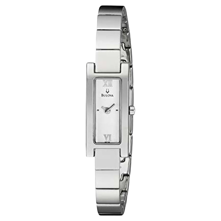 Bulova Steel Silver Roman Rectangle Dial Quartz Ladies Watch 96T08 at ...