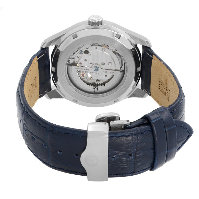 Bulova Wilton Steel Silver Open Heart Dial Automatic Mens Watch 96A206 ...