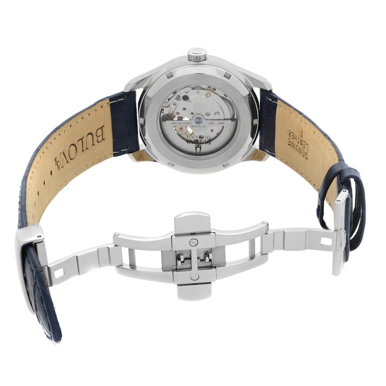 Bulova Wilton Steel Silver Open Heart Dial Automatic Mens Watch 96A206 ...