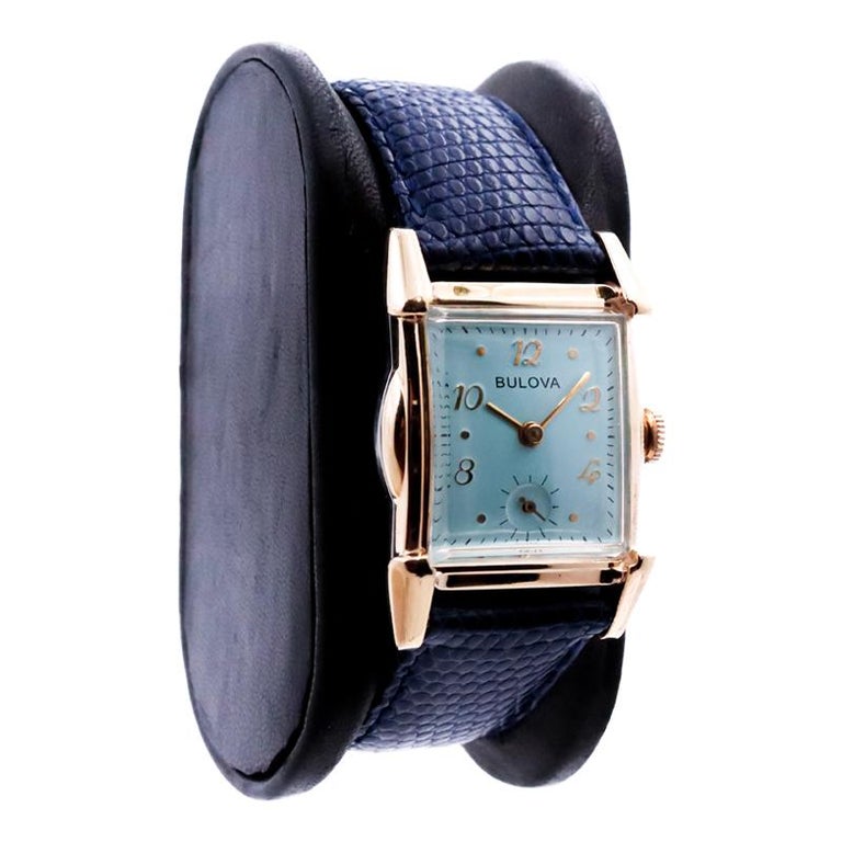 Bulova Yellow Gold Filled Art Deco Watch with Custom Finished Dial 1940 ...