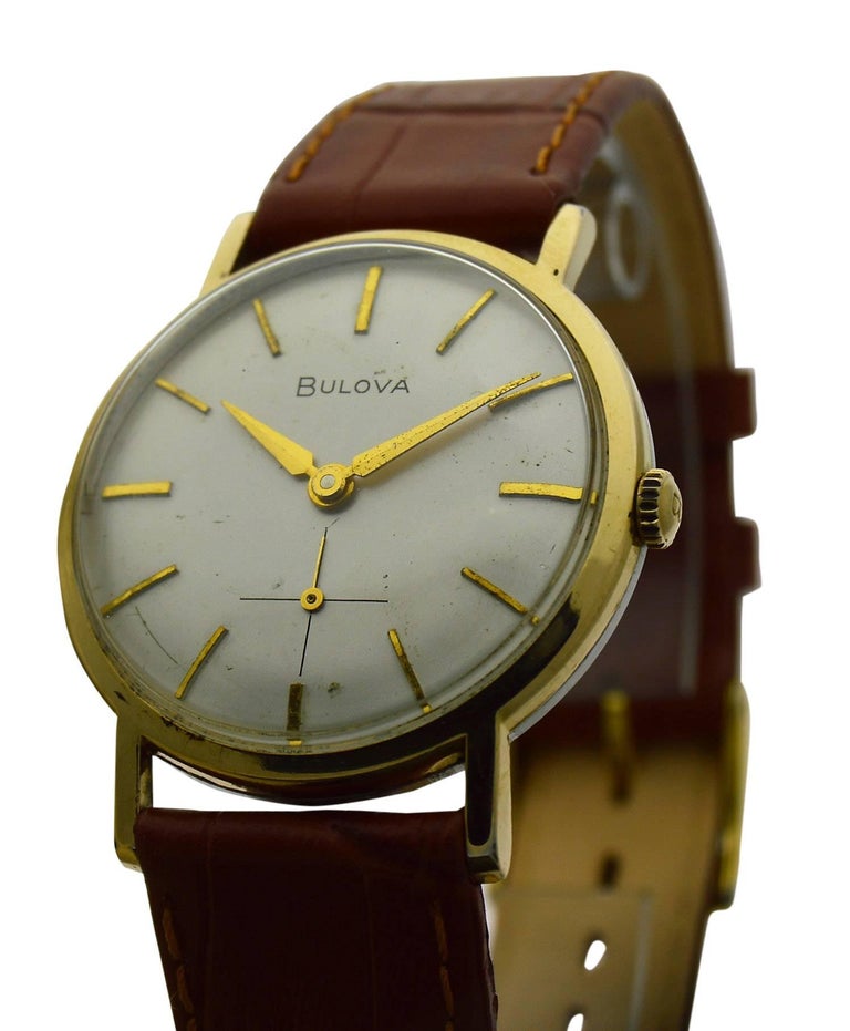 Bulova Yellow Gold Filled Original Dial Round Manual Watch at 1stDibs ...