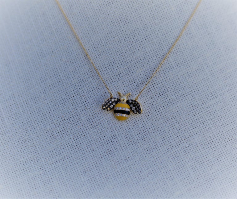 Bumble Bee Pendant Necklace Yellow Gold at 1stDibs