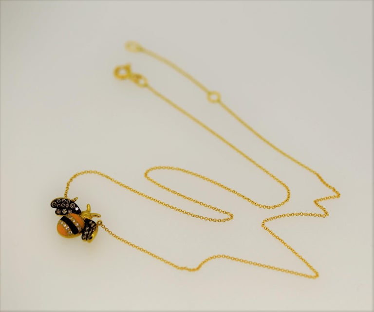 Bumble Bee Pendant Necklace Yellow Gold at 1stDibs