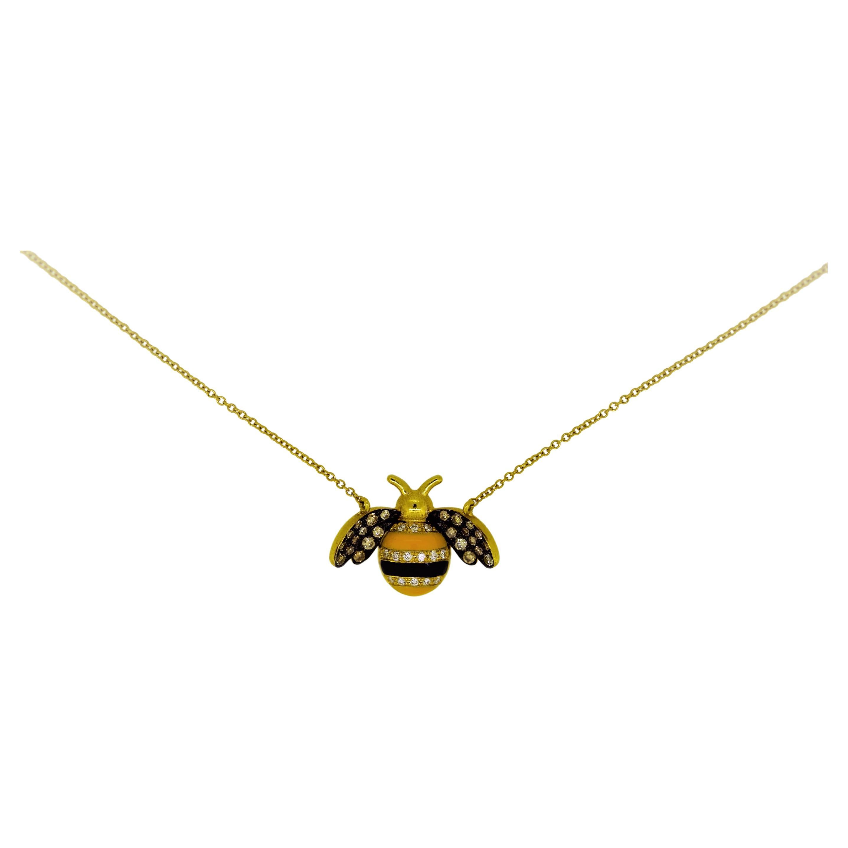 .10 Carat Diamond Bumble Bee Necklace in 14 Karat White Gold, Gold ...