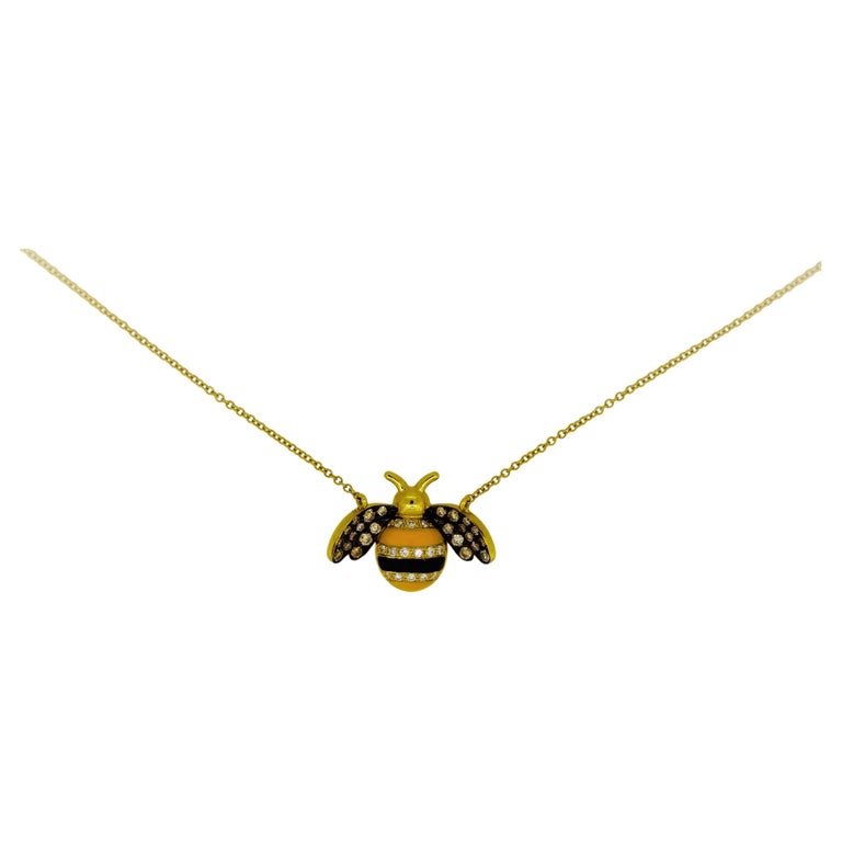 Bumble Bee Pendant Necklace Yellow Gold at 1stDibs