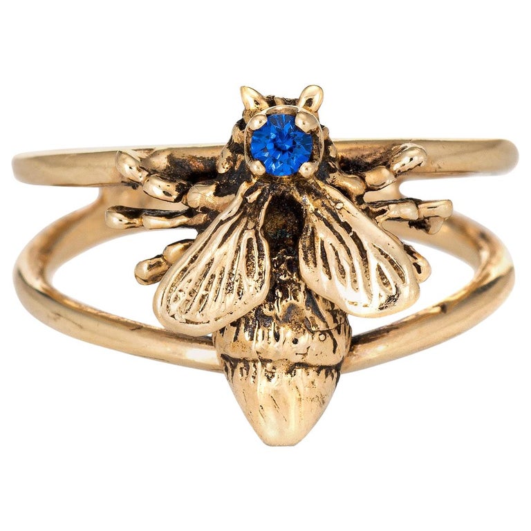 Bumble Bee Ring Vintage 14 Karat Yellow Gold Estate Fine Insect Jewelry ...