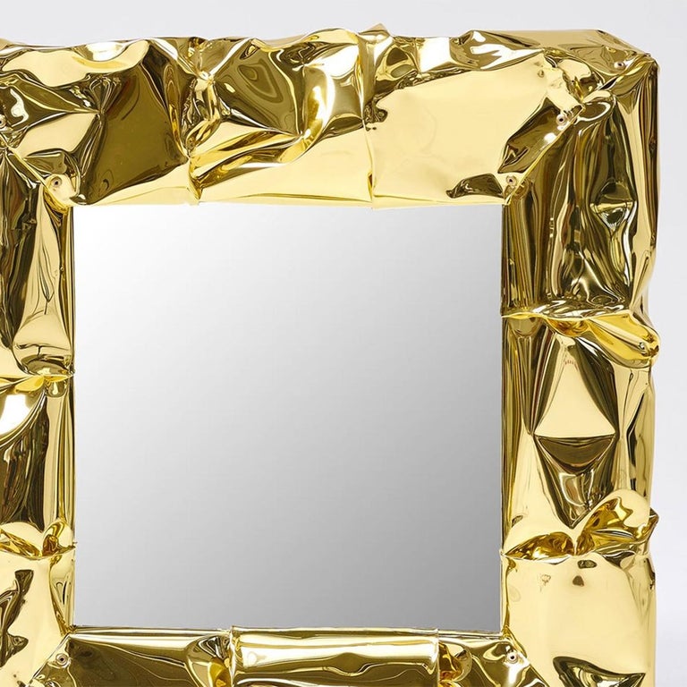 Bumpy Square Gold Mirror For Sale at 1stDibs