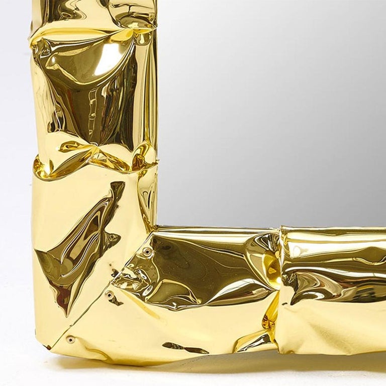 Bumpy Square Gold Mirror For Sale at 1stDibs