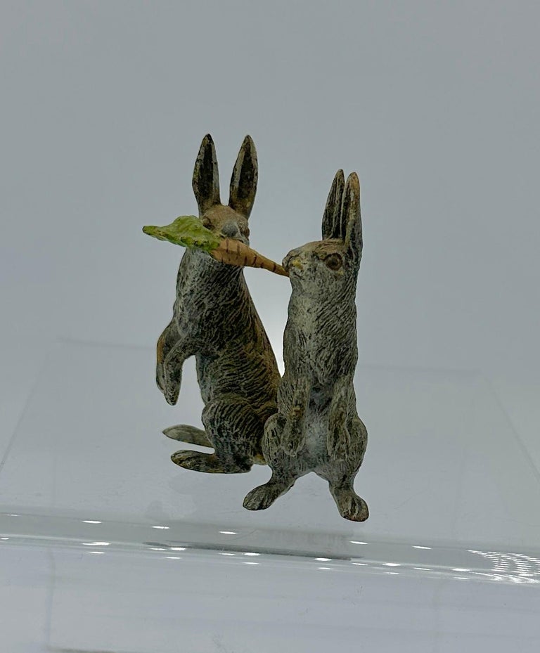 Bunny Rabbits with Carrot Austrian Vienna Bronze circa 1900 Easter ...
