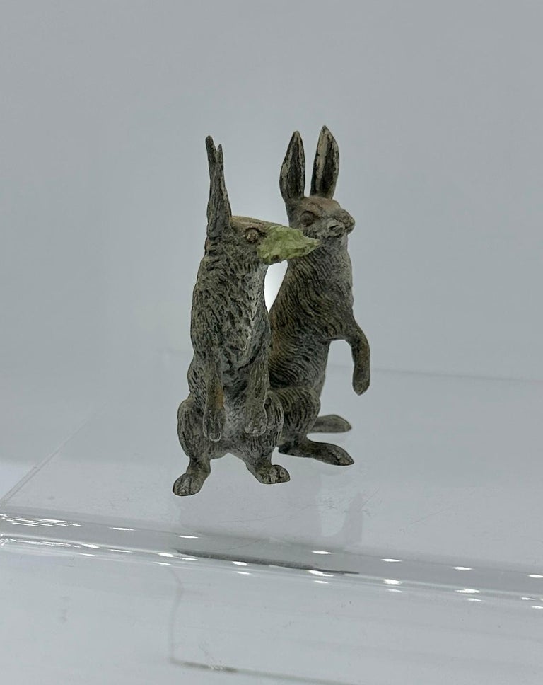 Bunny Rabbits with Carrot Austrian Vienna Bronze circa 1900 Easter ...