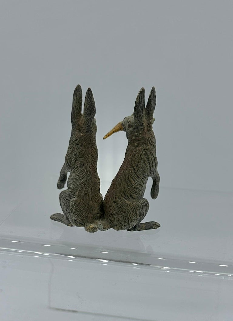 Bunny Rabbits with Carrot Austrian Vienna Bronze circa 1900 Easter ...