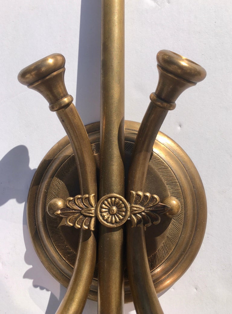 Bunny Williams Vintage Brass Plume and Arrow Classic Wall Sconce Lights ...