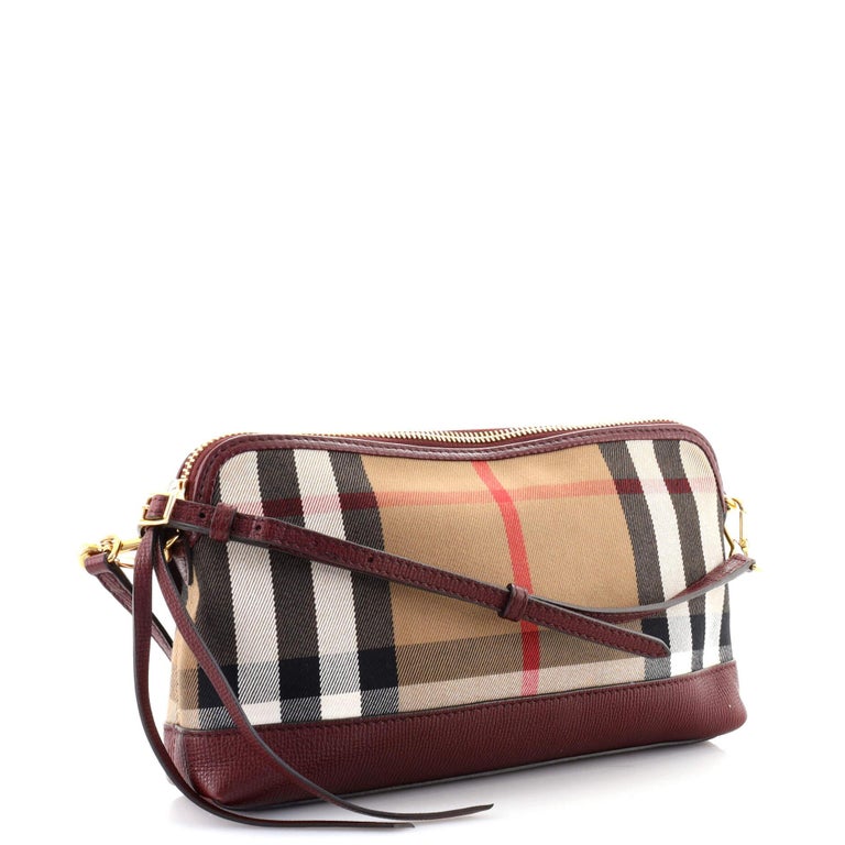 Burberry Abingdon Convertible Clutch House Check Canvas Small For Sale ...