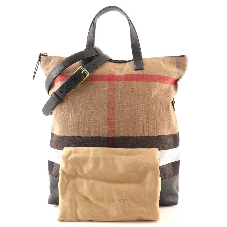 Burberry Armley Folding Messenger Mega Check Canvas with Leather Large ...