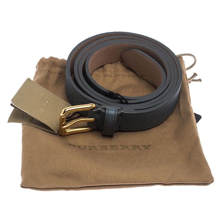 Burberry Ash Blue Leather Thomas Buckle Belt 90CM For Sale at 1stDibs