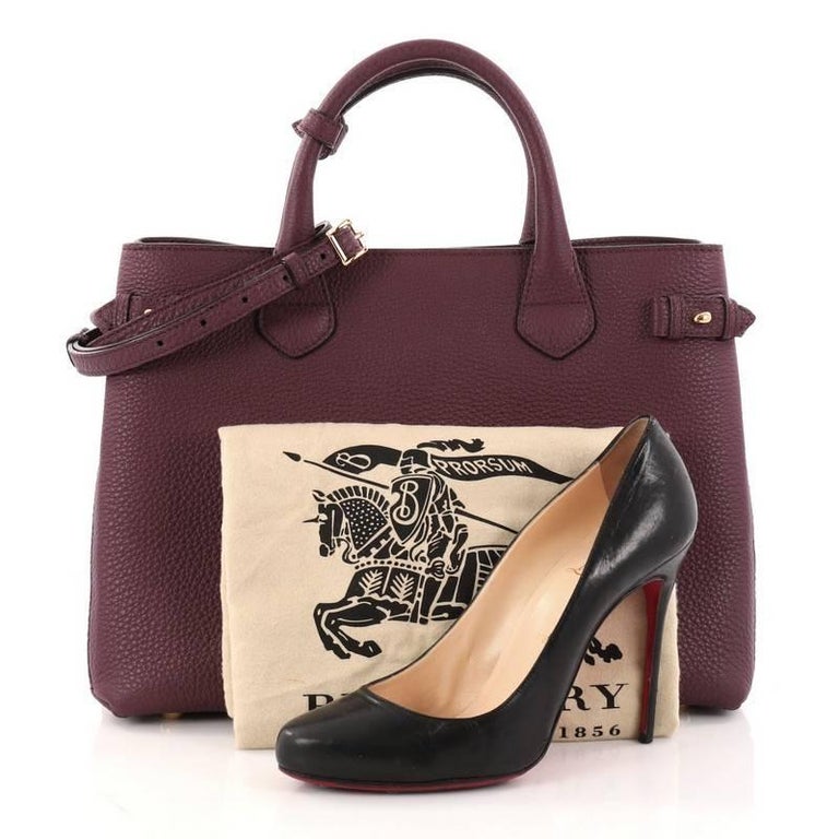 Burberry Banner Convertible Tote Leather and House Check Canvas Medium ...